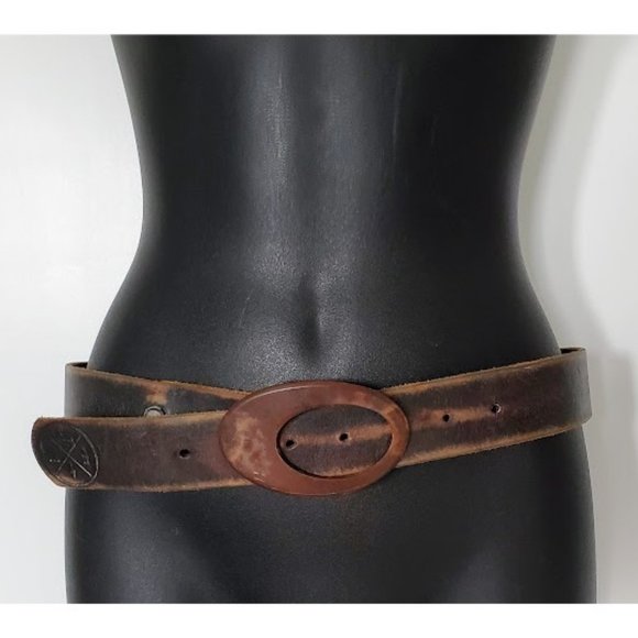 Accessories | Distressed Unisex Brown Leather Belt W Changeable Snap ...
